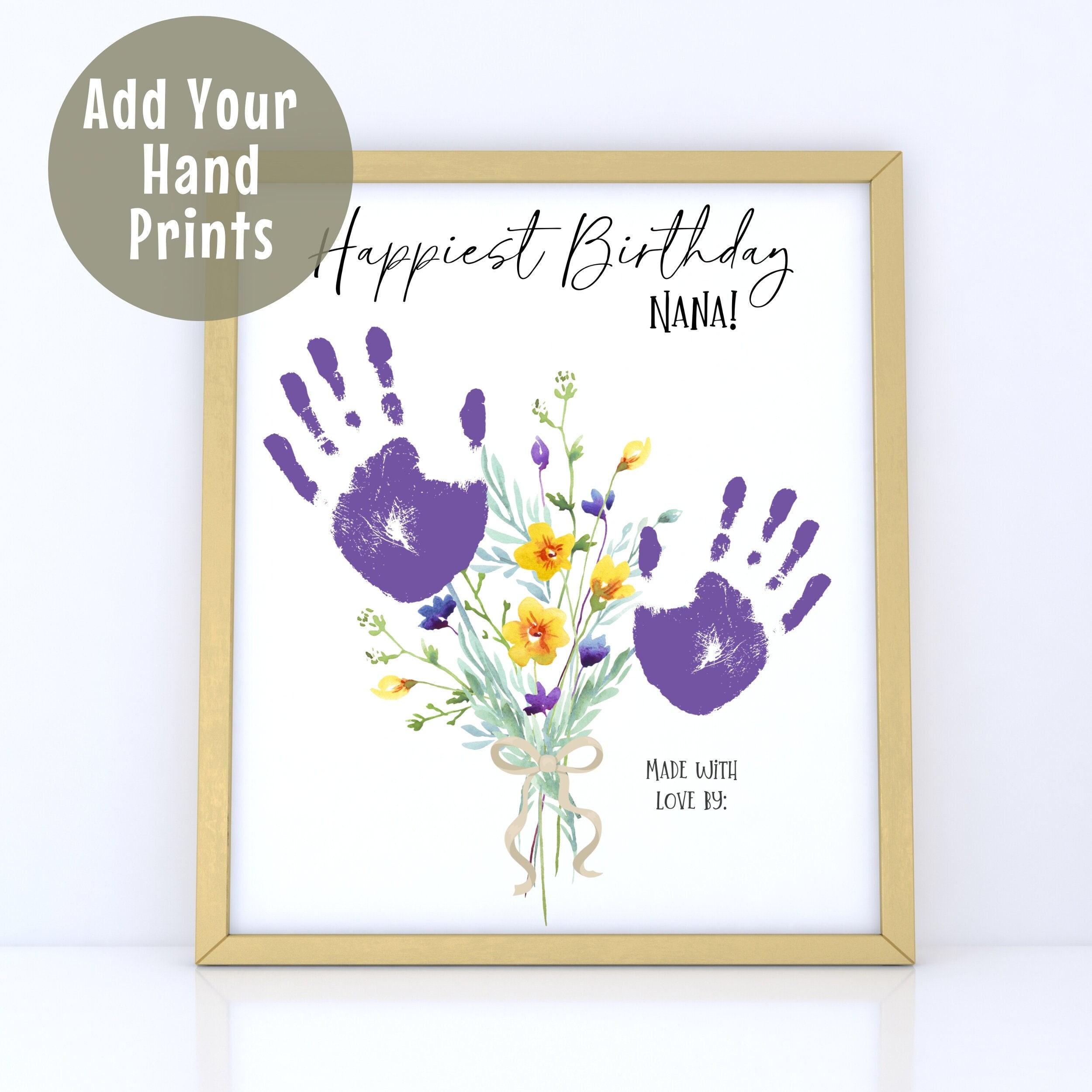 Printable Happy Birthday Handprint Art, Custom Birthday Gift, Handprint Keepsake From Child to ...