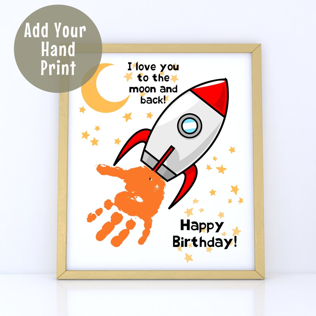 Printable Happy Birthday Handprint Art, Custom Birthday Gift, Handprint ...