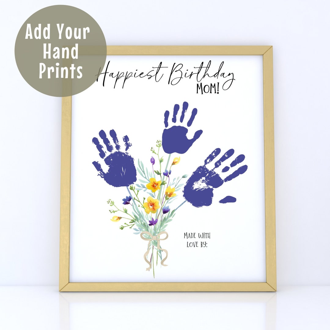 Printable Happy Birthday Handprint Art, Custom Birthday Gift, Handprint ...