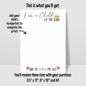 I Am a Child of the King Preschool Craft, Christian Handprint Art ...
