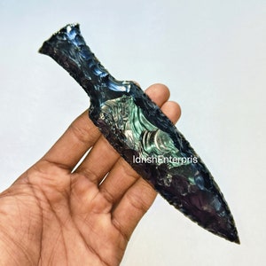 Large Black Obsidian Sword Obsidian Knife Man Handmade Knife Gemstone ...