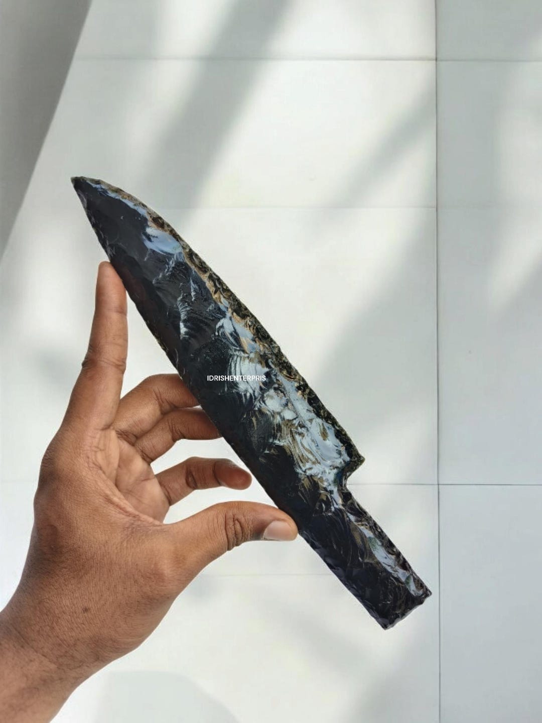 10'' Hand Knapped Black Obsidian Knife Dagger – Volcanic Glass Blade ...