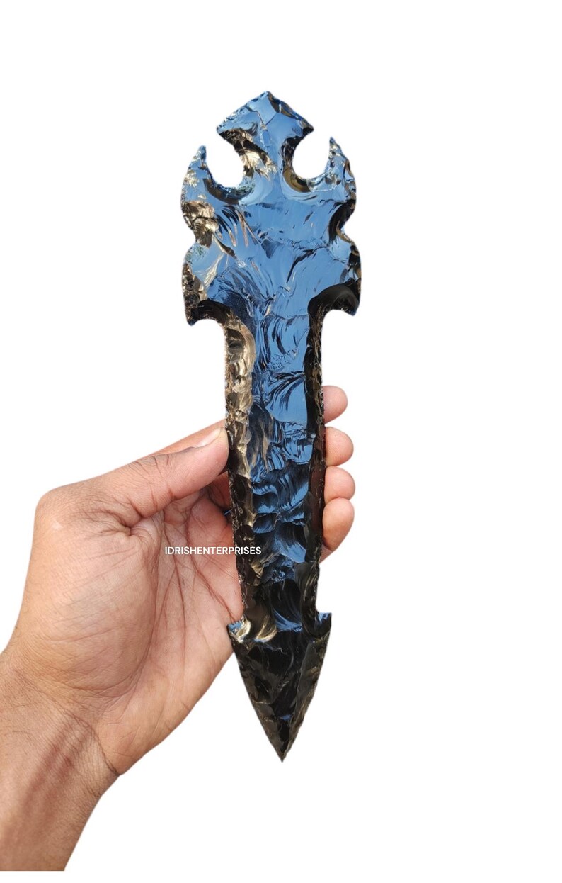 Handcrafted Obsidian Arrowhead, Ancient Lava Crystal Gift (10 Inches ...