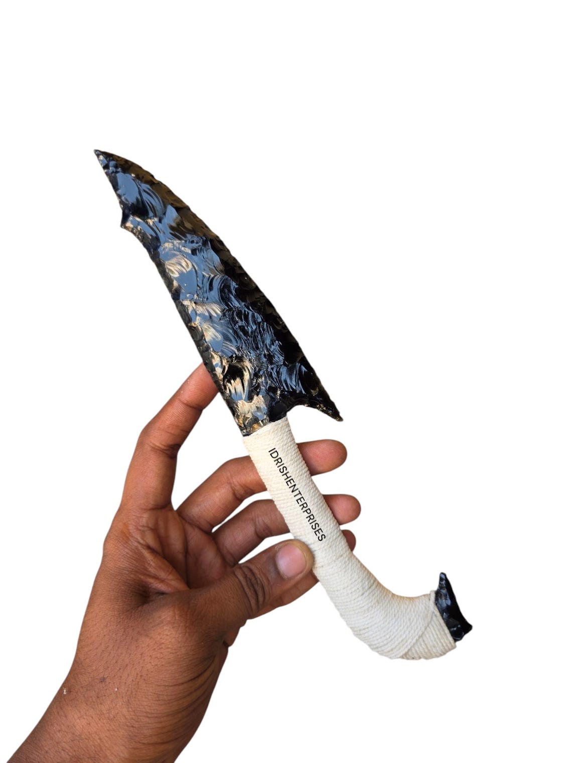11” Large Black Obsidian Knife, Handmade Volcanic Glass Dagger, Ritual ...