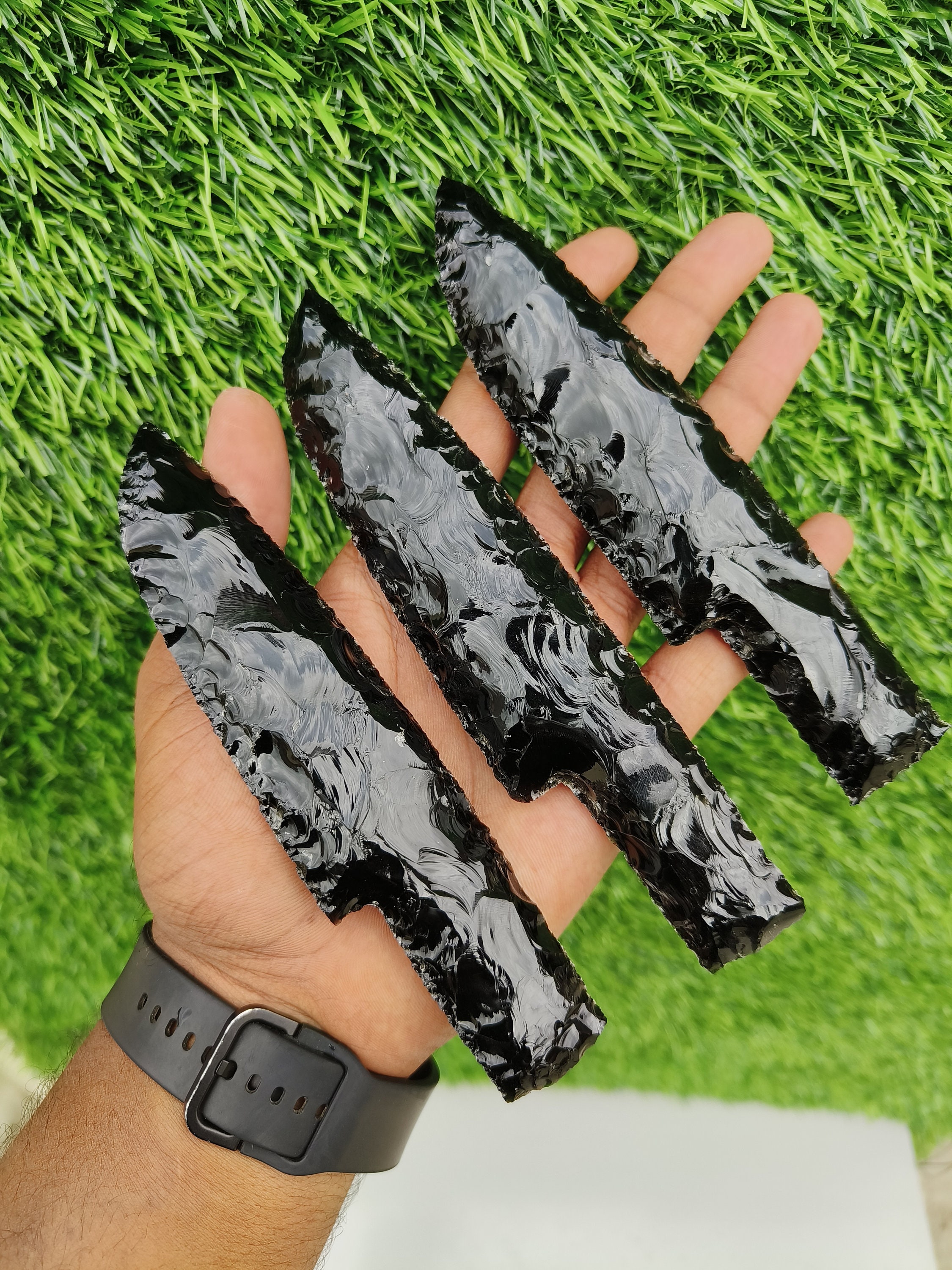 Bulk 3 Pieces Black Obsidian Athame, Obsidian Knife, Man Handmade Knife ...
