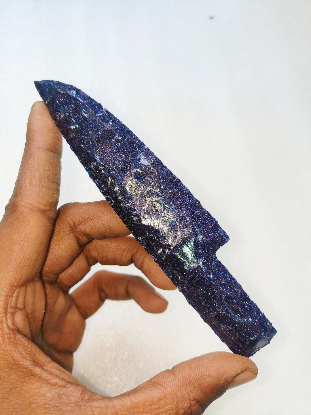 Rare Beautiful Large Blue Gold Stone Knife Hand Knapped Crystal Knives ...