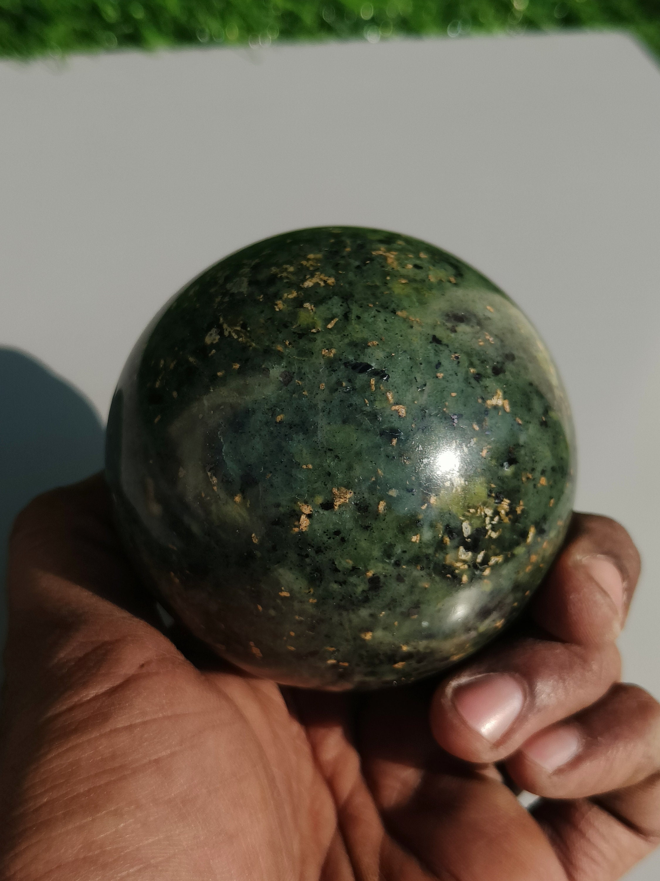 Natural Dark Green Nephrite Jade Sphere Gamestone Ball Genuine Quality ...