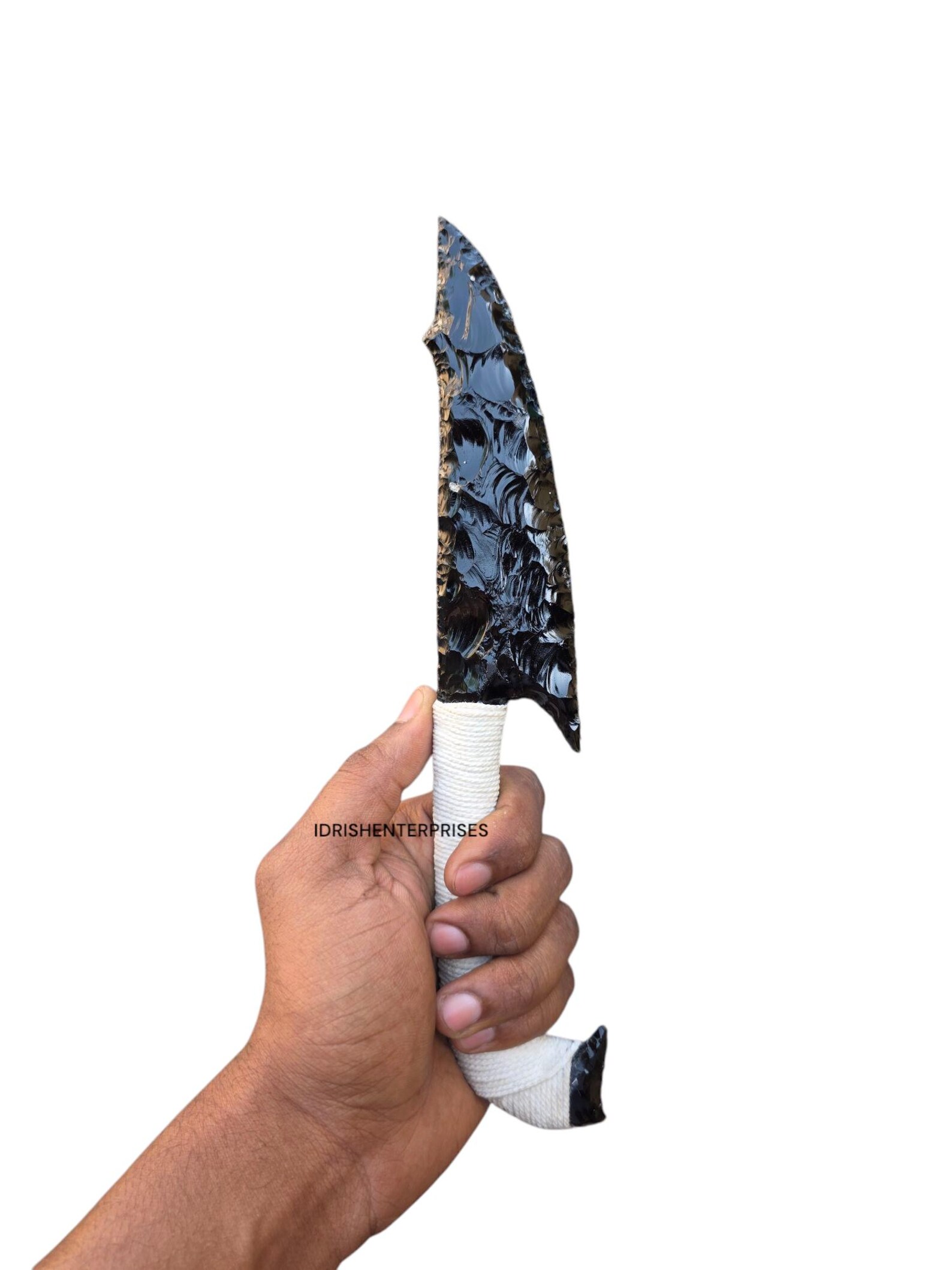 11” Large Black Obsidian Knife, Handmade Volcanic Glass Dagger, Ritual ...