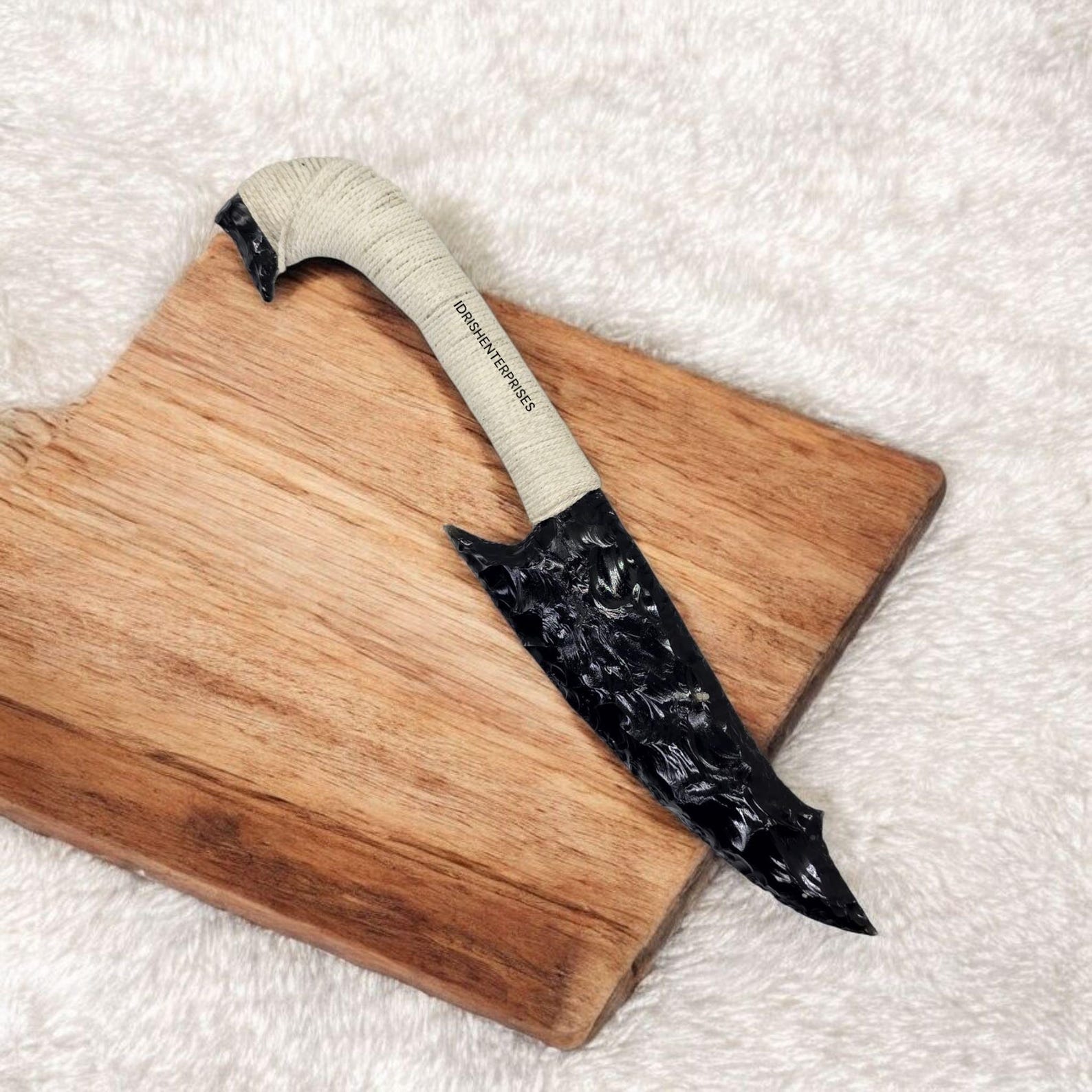 11” Large Black Obsidian Knife, Handmade Volcanic Glass Dagger, Ritual ...
