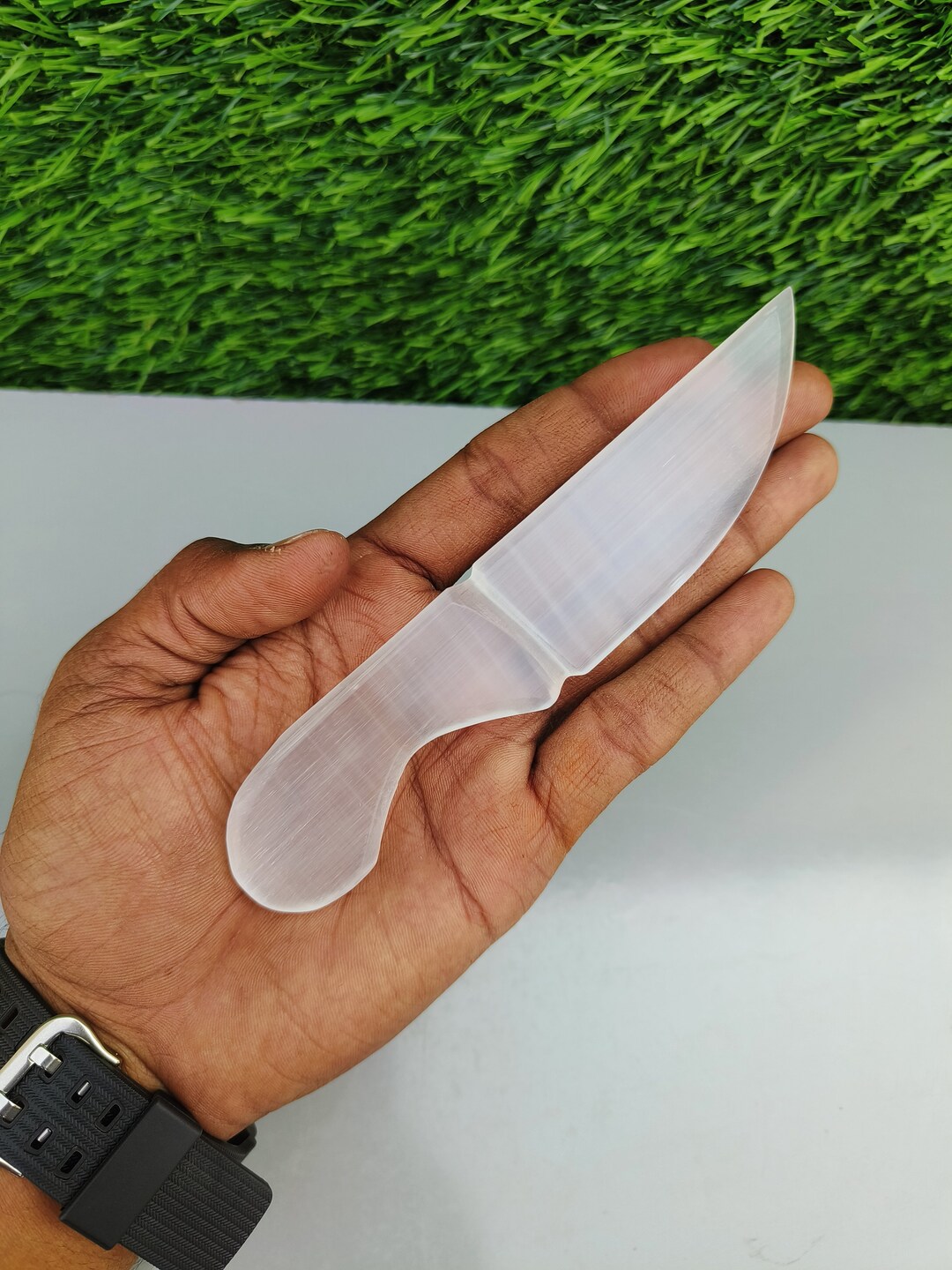 White Selenite Knife Polished Carved Gemstone Crystal Dagger Hand Made ...