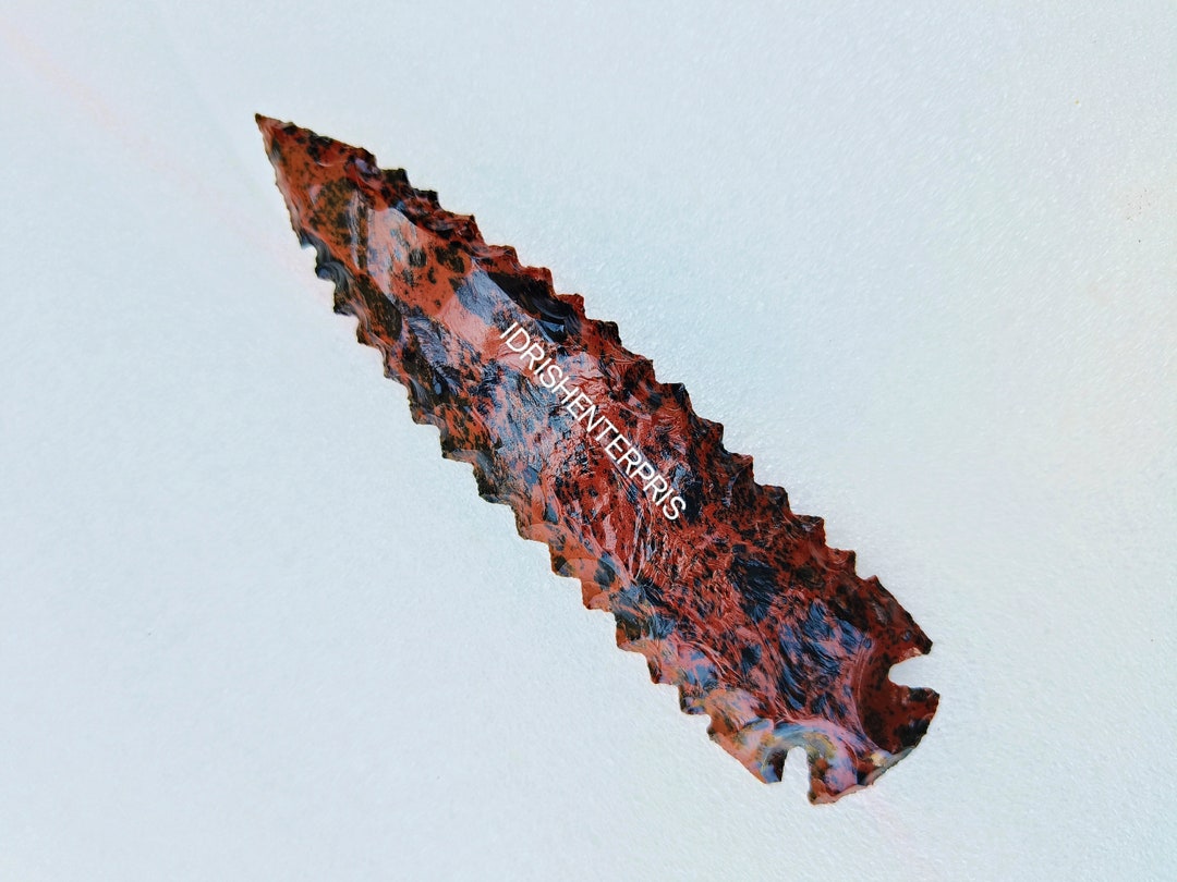 Rare Carved Mahogany Obsidian Sharp Arrowheads Handmade Arrow Hand ...