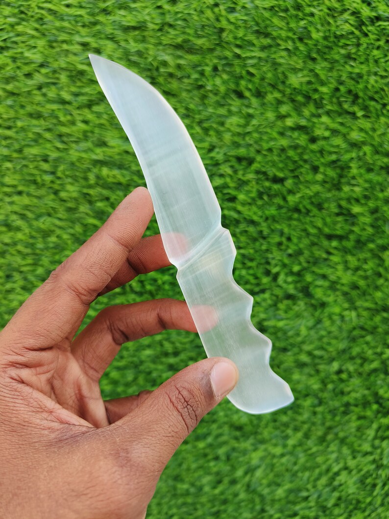 Natural White Selenite Knife Polished Carved Gemstone Knives Crystal ...