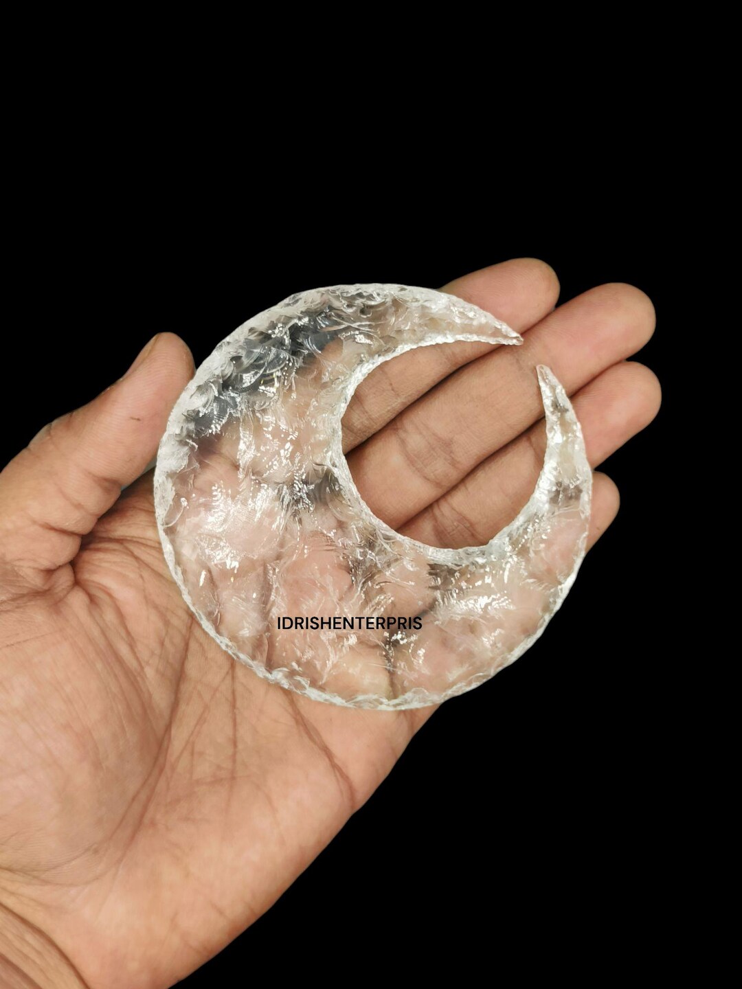 Clear Crystal Moon,crescent Moon Decor,man Handmade Crescent,obsidian ...