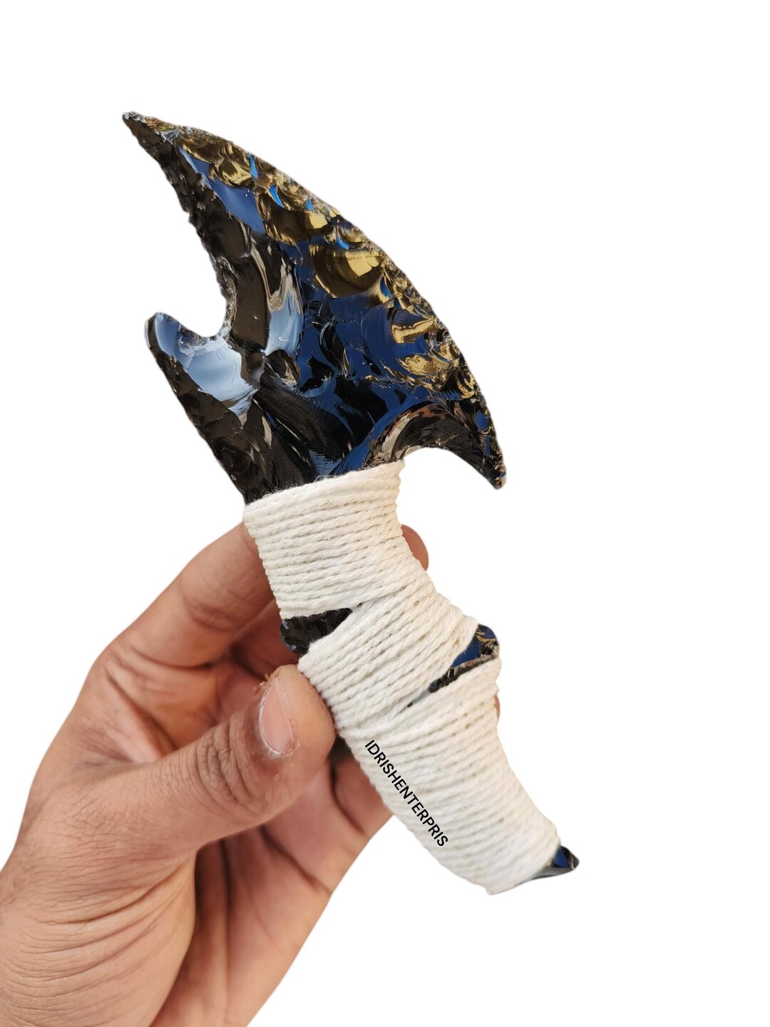 Hand Carved Obsidian Viking Axe, White Thread Wrapped, Home Decor (6 ...