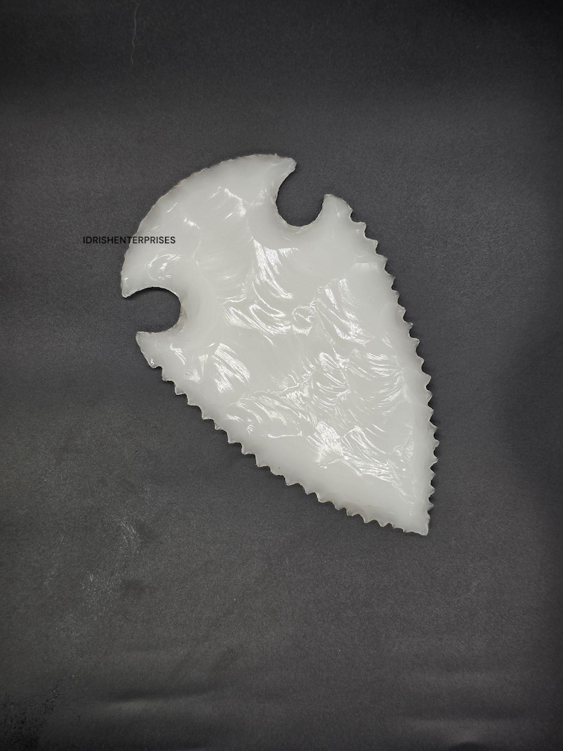 Handcrafted White Jade Glass Arrowhead – Stone Age Replica, Survival ...