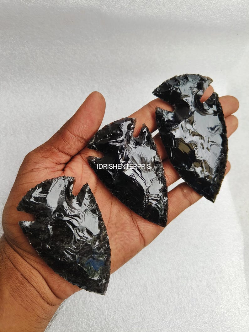 6 Obsidian Arrowheads, Handmade Knapped Crystal Arrow, 3 Inch - Etsy