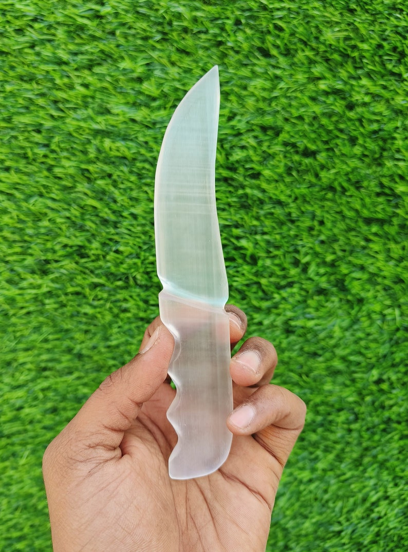 Natural White Selenite Knife Polished Carved Gemstone Knives Crystal ...