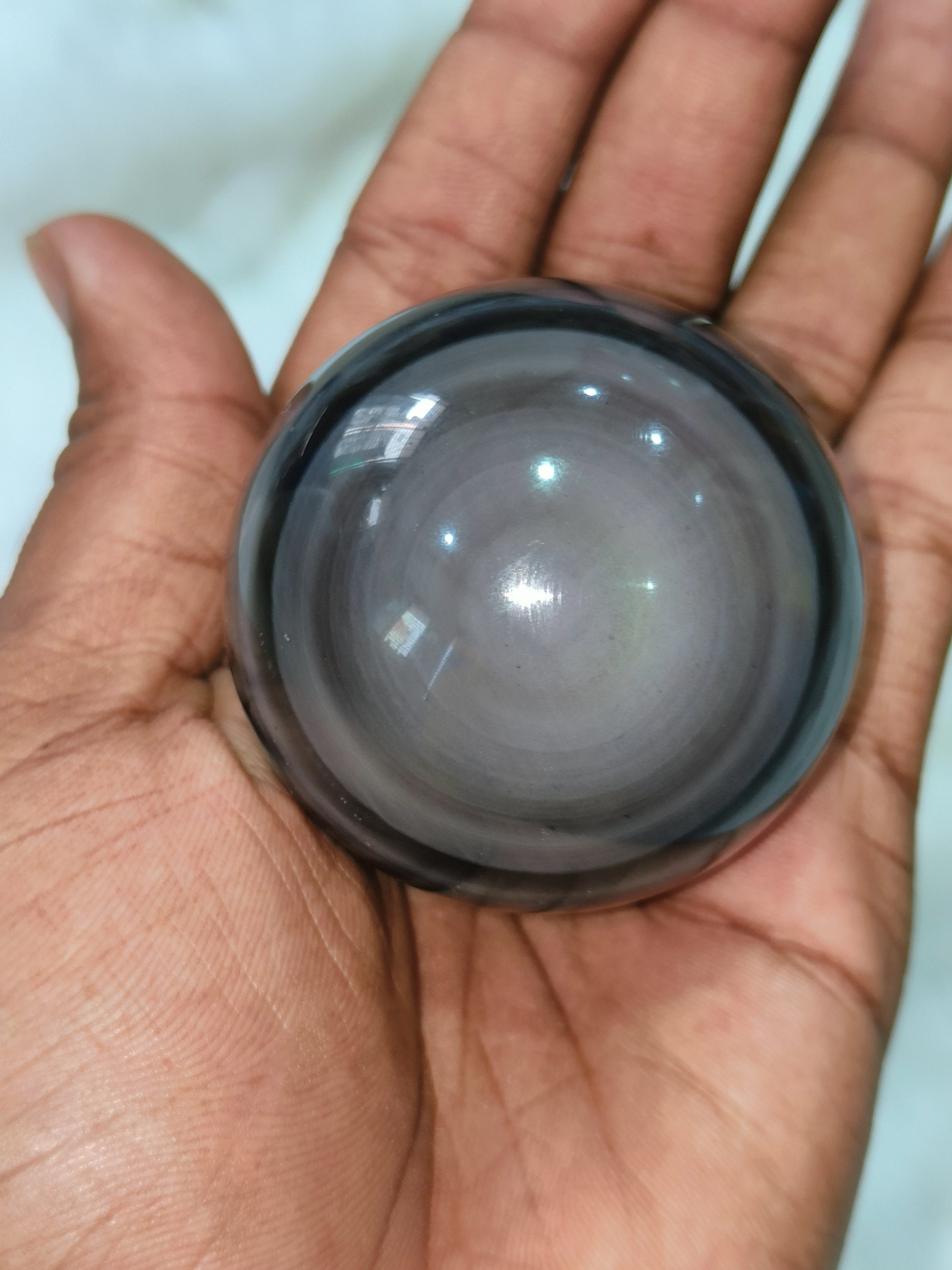 55MM Rainbow Obsidian Sphere Black Onyx Sphere Large Crystal - Etsy