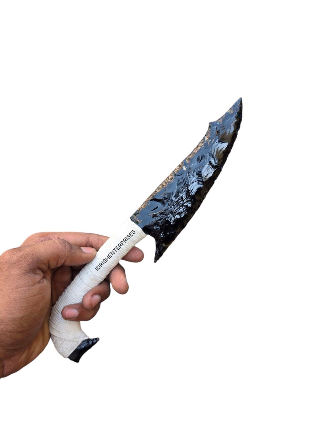 11” Large Black Obsidian Knife, Handmade Volcanic Glass Dagger, Ritual ...