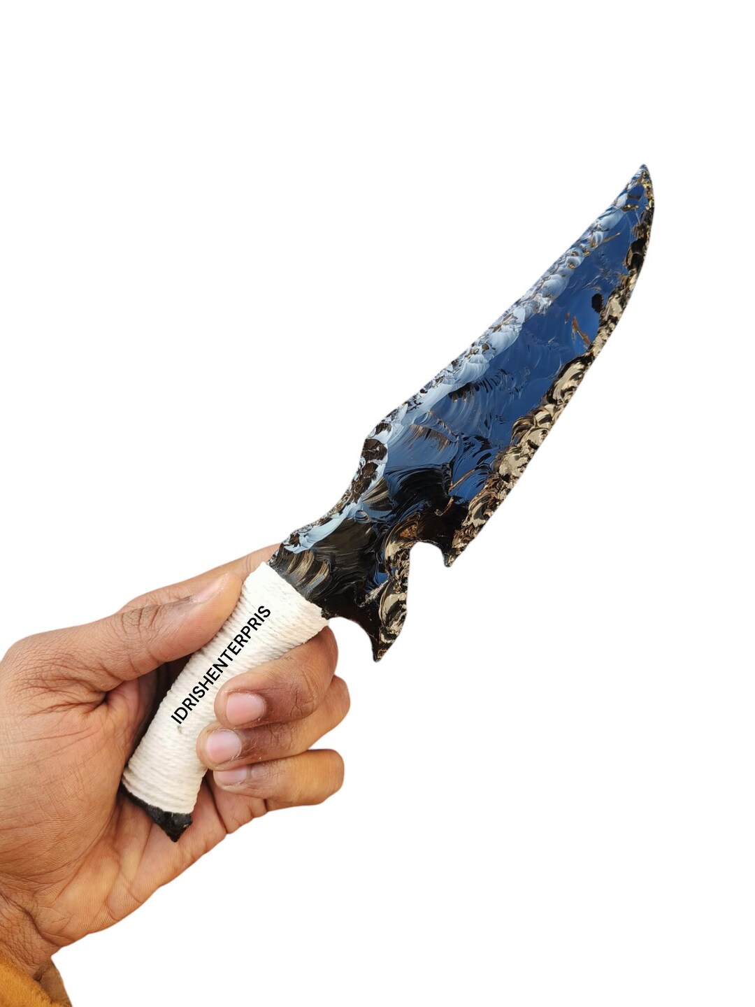 Handcrafted Obsidian Lava Blade Knife: Viking Athame With White Thread ...