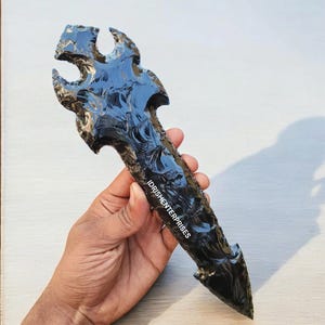 Handcrafted Obsidian Arrowhead, Ancient Lava Crystal Gift (10 Inches ...