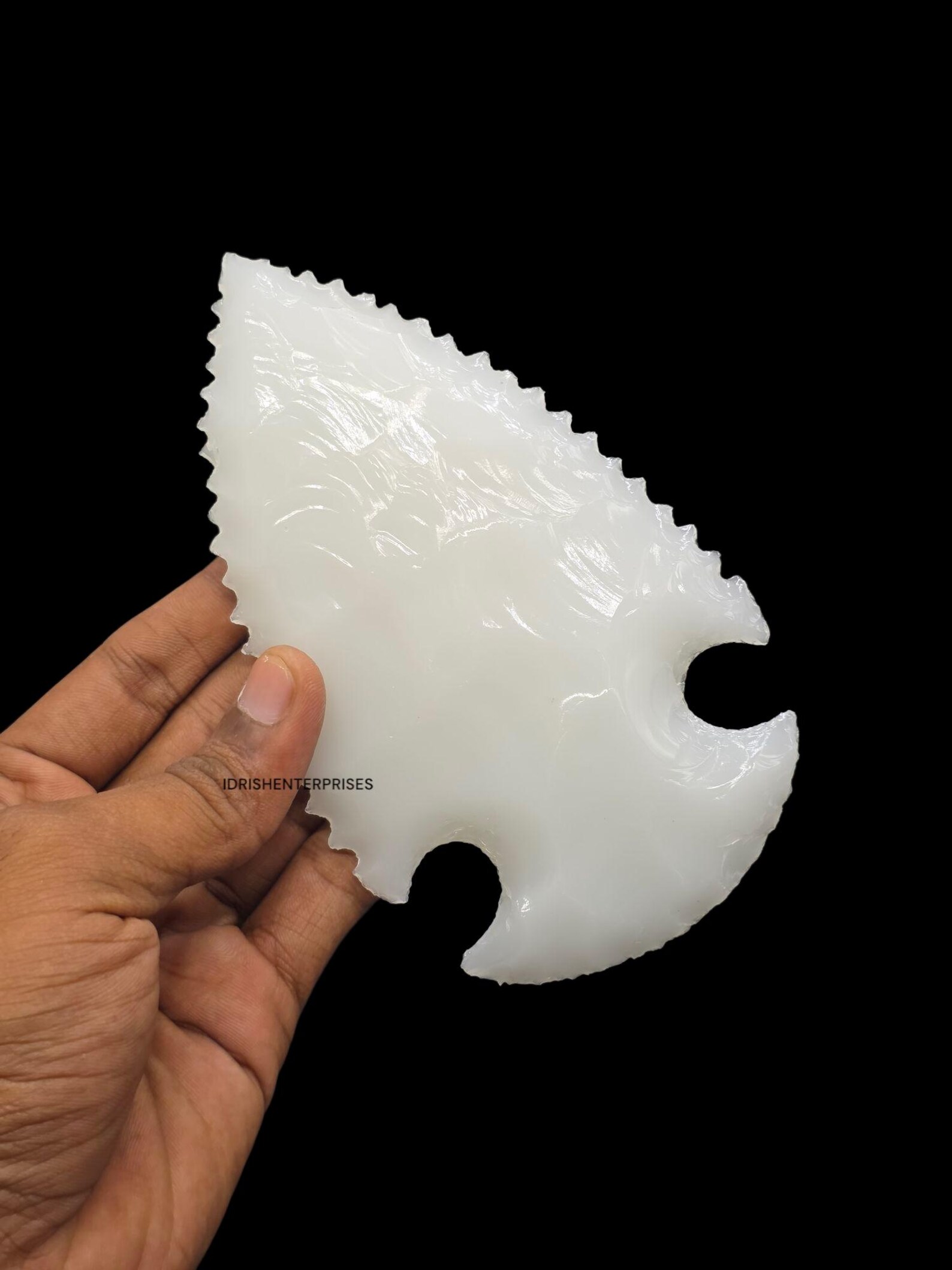 Handcrafted White Jade Glass Arrowhead – Stone Age Replica, Survival ...