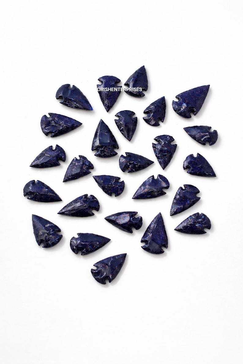 Blue Goldstone Glass Arrowhead 1" Handmade – Sparkle Sandstone Style ...