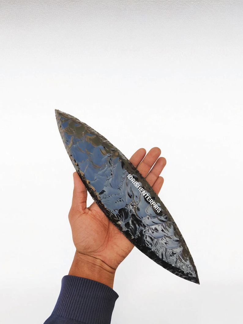 Hand Knapped Black Obsidian Arrowhead, Crystal Spearhead, Stone Arrow ...