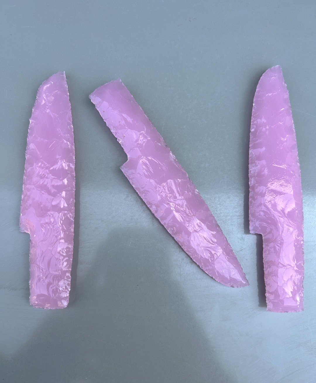 Dark Pink Rose Quartz Glass Knife Hand Knapped Crystal Knives Lava ...
