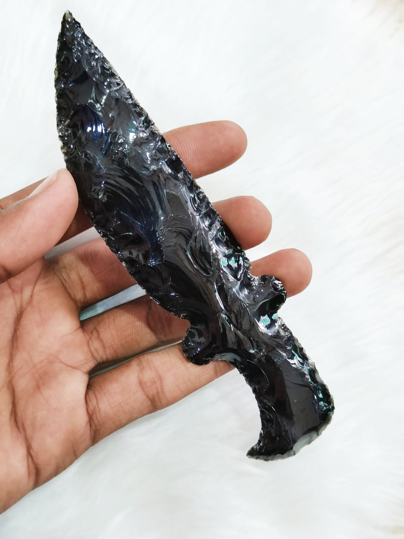 Hand Knapped Black Obsidian Athame Knife - Handmade Crystal Gemstone - Etsy