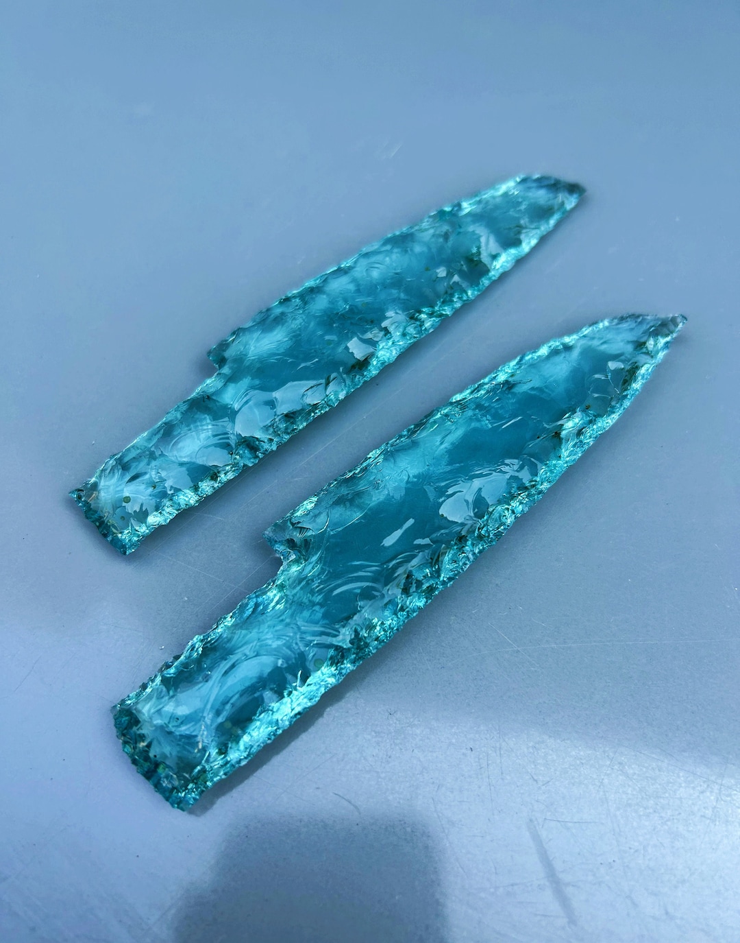 Amazing Rare Blue Aqua Obsidian Glass Crystal Knives Handmade Stone ...