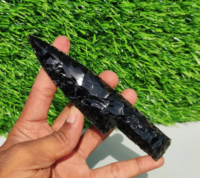 Black Obsidian Athame Obsidian Knife Man Handmade Knife Gemstone Gift for Her Hand Knapped ...