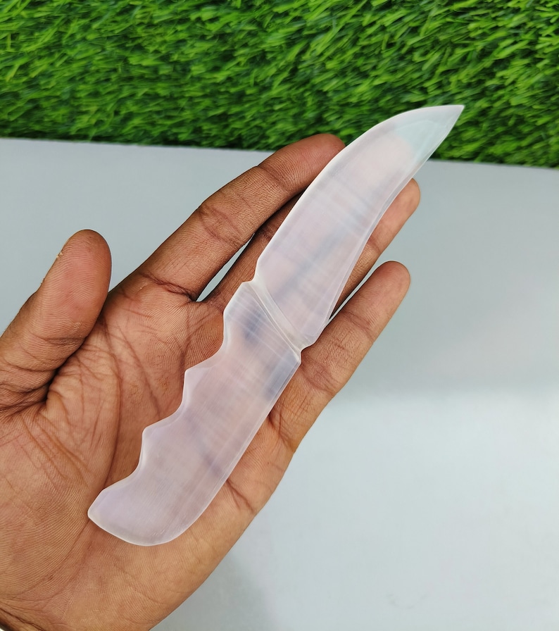 Natural White Selenite Knife Polished Carved Gemstone Knives Crystal ...