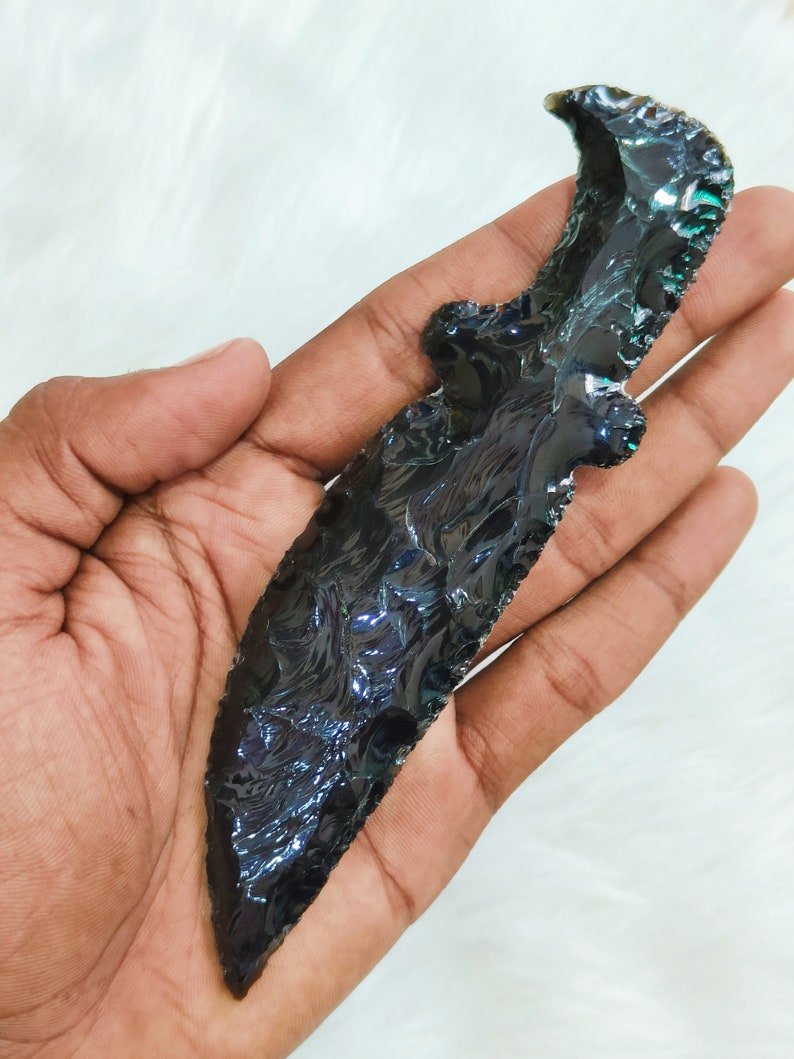 Hand Knapped Black Obsidian Athame Knife - Handmade Crystal Gemstone - Etsy