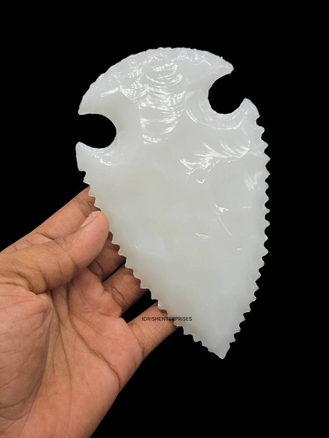 Handcrafted White Jade Glass Arrowhead – Stone Age Replica, Survival ...