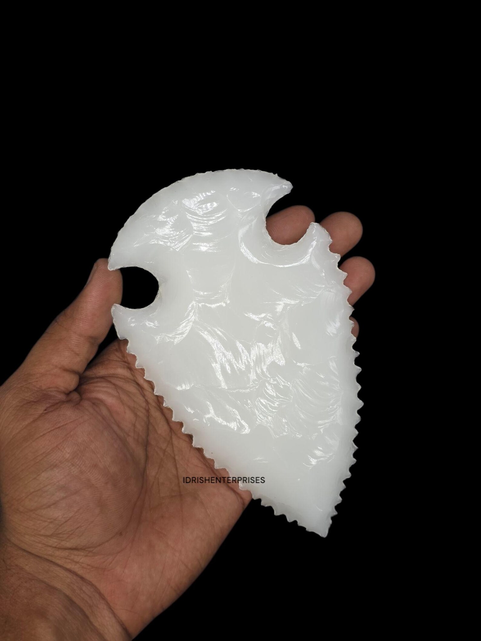 Handcrafted White Jade Glass Arrowhead – Stone Age Replica, Survival ...