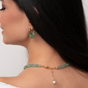 CAPRI Emerald Green Aventurine Necklace Choker, Gold Necklace, Green ...