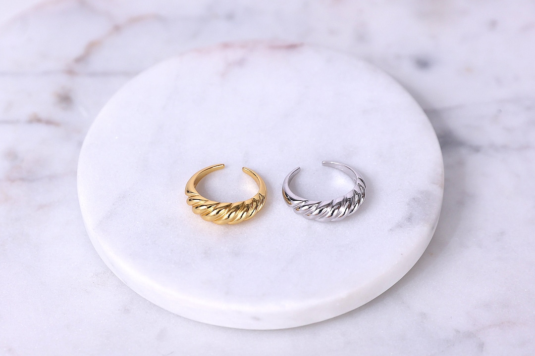 HANNAH 18K Gold Vermeil Dome Ring, Croissant Ring Sterling Silver ...