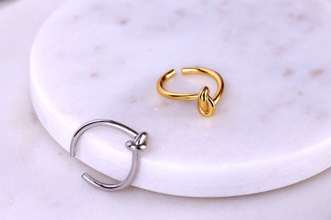 BROOKE Knot Ring 925 Sterling Silver, 18K Gold Knot Ring, Silver Knot ...