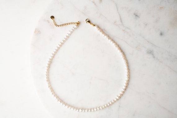 MILLIE 3 4mm Small Round Pearl Necklace for Women Real White Freshwater Pearl Necklace Men Wedding Necklaces Pearl Jewelry Gift for Her Etsy