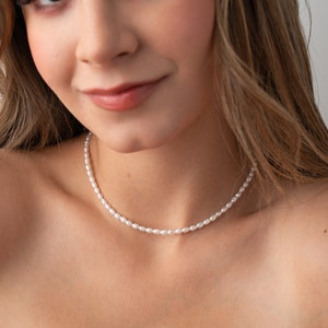 BECKY Small 3mm Cultured Pearl Necklace, Freshwater Pearl Necklace ...