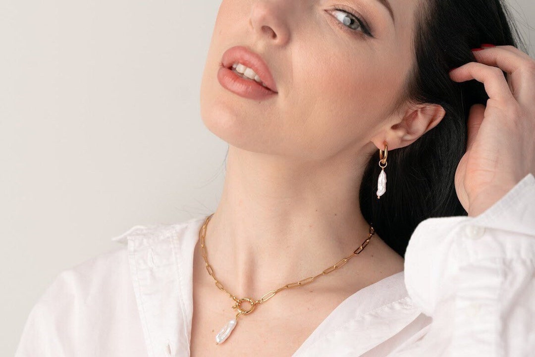 ASHLEY Pearl Drop Necklace, Single Pearl Necklace, Dainty Pearl ...