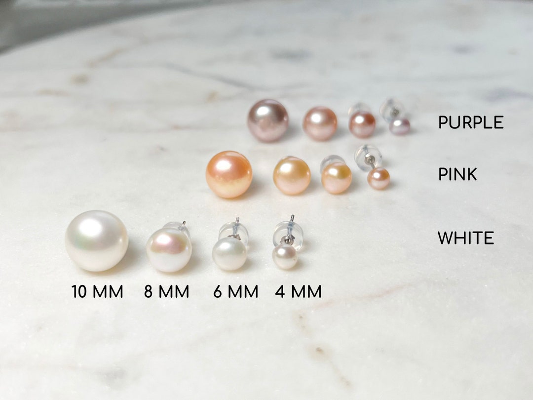 NAOMI Real Pearl Stud Earrings Sterling Silver Earrings 4 6 - Etsy NAOMI Real Pearl Stud Earrings Sterling Silver Earrings 4 6 - Etsy