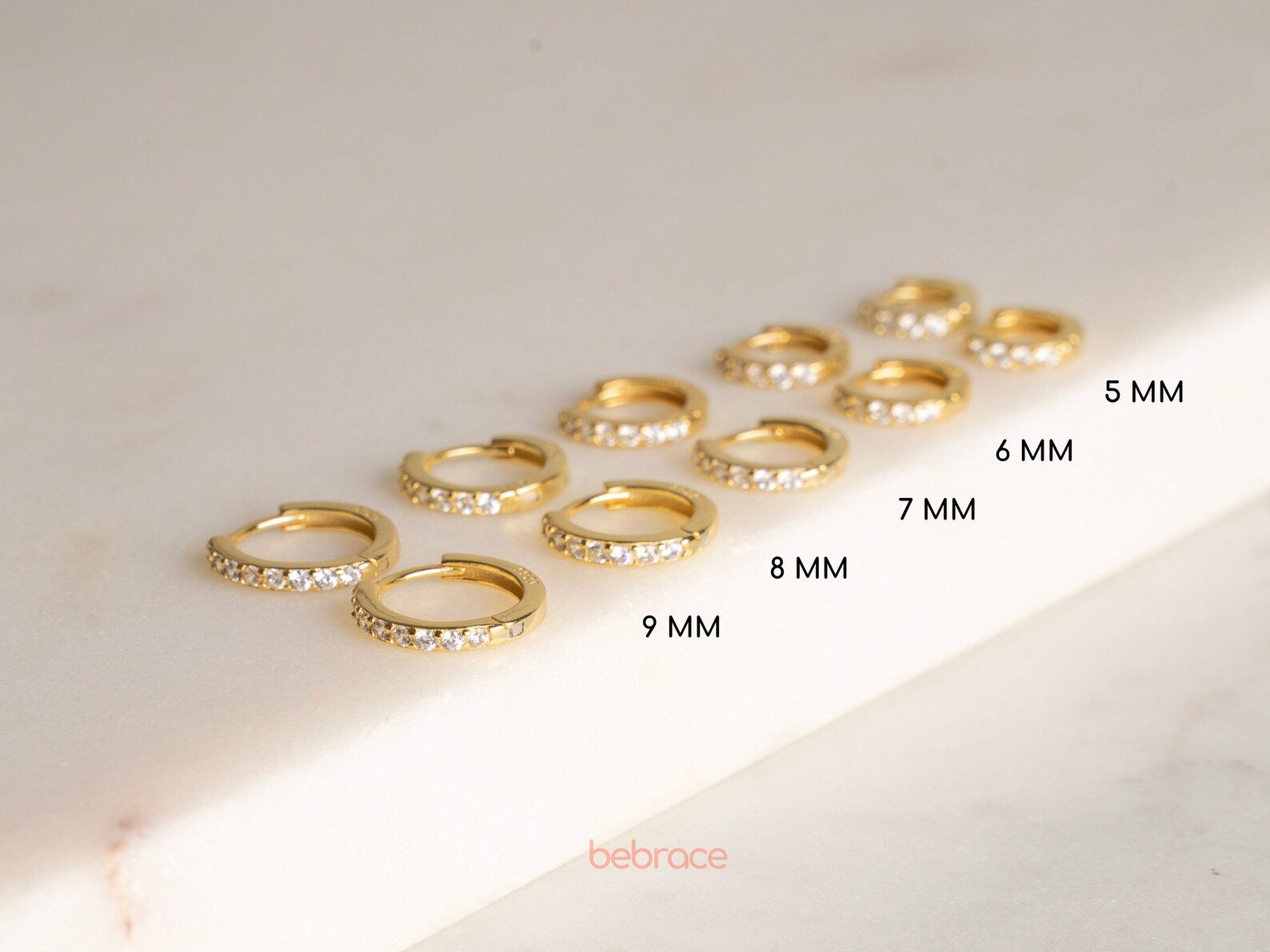 DELPHIE CZ Sterling Silver Small Hoop Earrings, 5mm 6mm 7mm 8mm 9mm ...