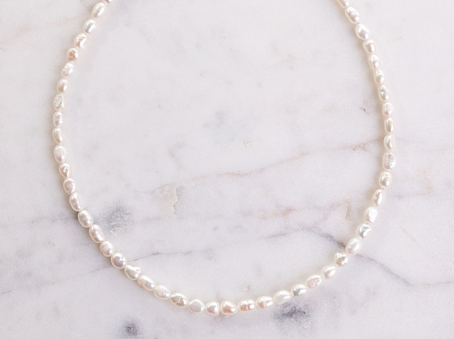 BECKY Small 3mm Cultured Pearl Necklace, Freshwater Pearl Necklace ...