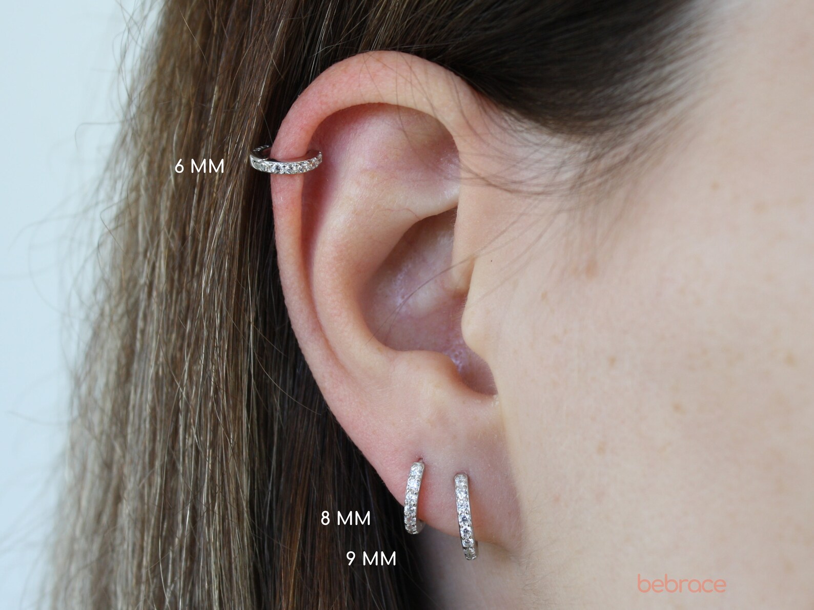 DELPHIE CZ Sterling Silver Small Hoop Earrings, 5mm 6mm 7mm 8mm 9mm ...