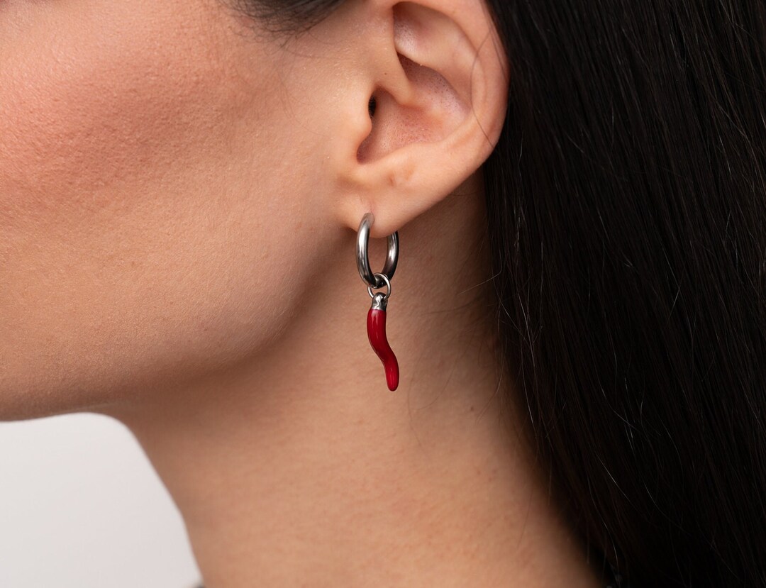 JUNE Chilly Pepper Hoop Earrings, Red Chilly Pepper Earrings, Re Hot ...