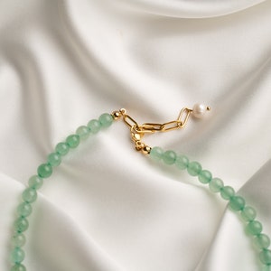 CAPRI Emerald Green Aventurine Necklace Choker, Gold Necklace, Green ...
