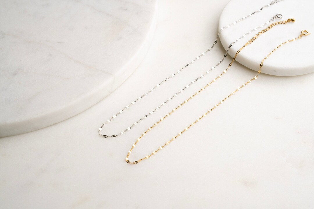 CHRISTY Sparkle Chain Necklace, Silver Glitter Chain Necklace, Gold ...