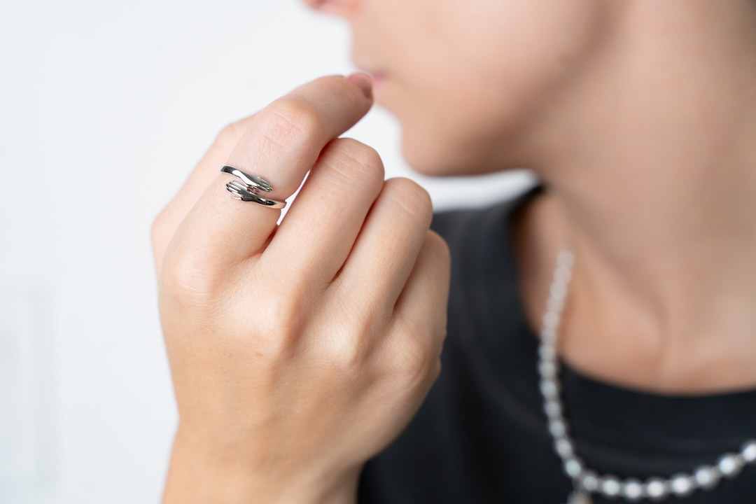 KITANA 925 Sterling Silver Hug Ring, Stacking Ring, Love Ring, Men Hug ...